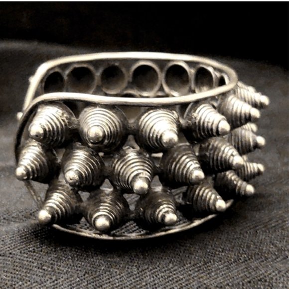 Vintage | Accessories | Antique Unisex Chinese Silver Spiked Cuff ...